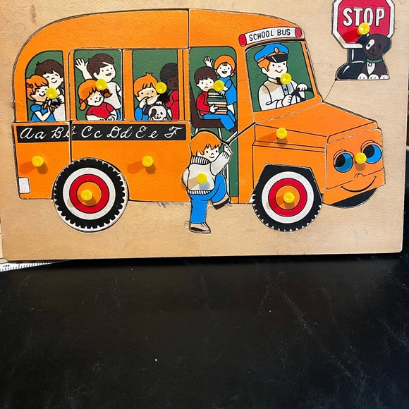 Toys | Orange School Bus Puzzle With Characters | Poshmark